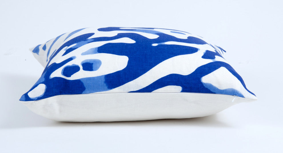 Seabra pillow cover, Jim Thompson fabric, blue and white pillow cover,