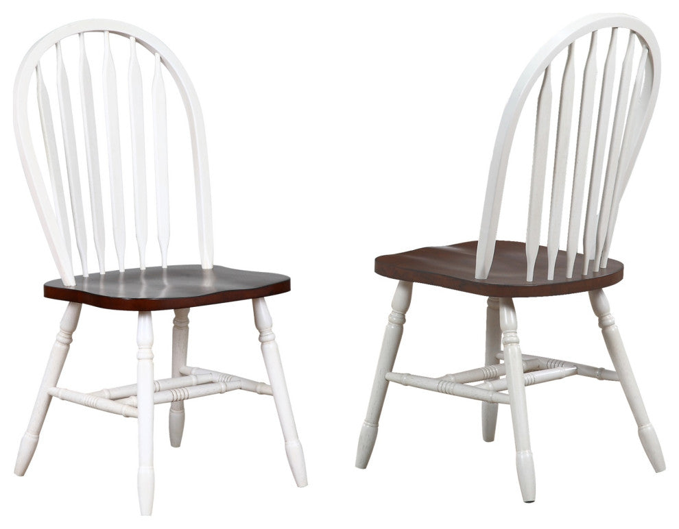 Andrews Arrowback Dining Chair | Antique White And Chestnut Brown | Se