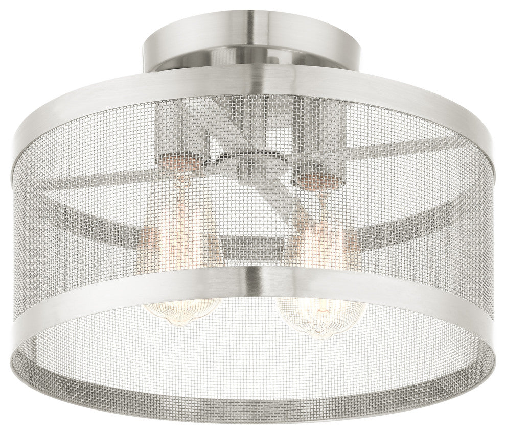 Industro Two Light Semi Flush Mount, Brushed Nickel