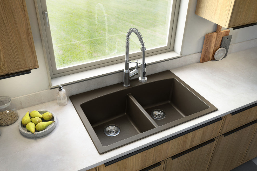 Karran USA QT-710-PK1 Quartz QT 33" Drop In Double Basin Quartz - Brow
