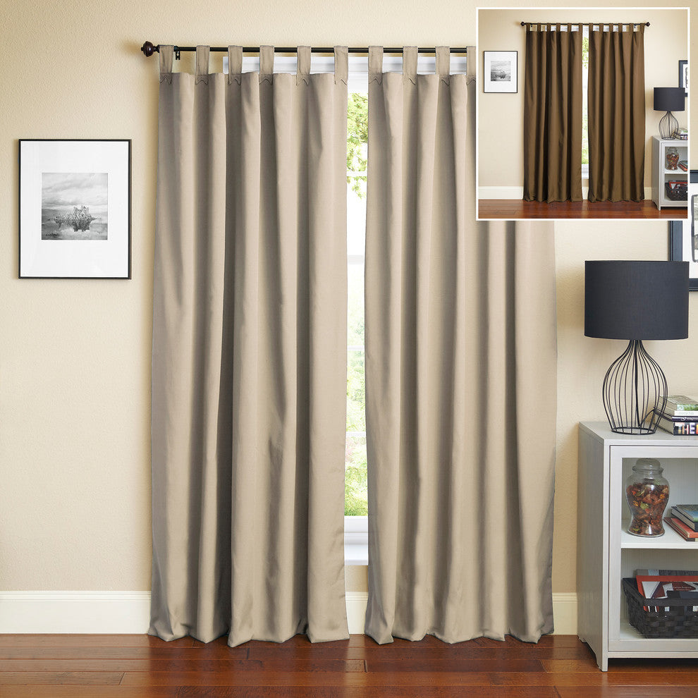 Twill Blackout Two Tone Reversible Curtain Panels Set of 2, Aqua Blue/