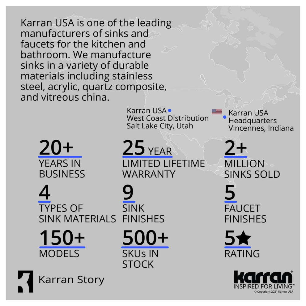 Karran USA EL-73-PK1 Elite 23" Undermount Single Basin Stainless - Sta