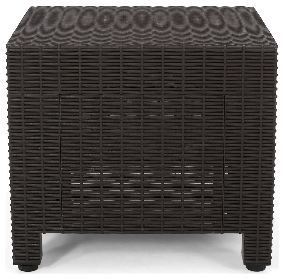 Odessa Outdoor Wicker Print Side Table Dark Brown