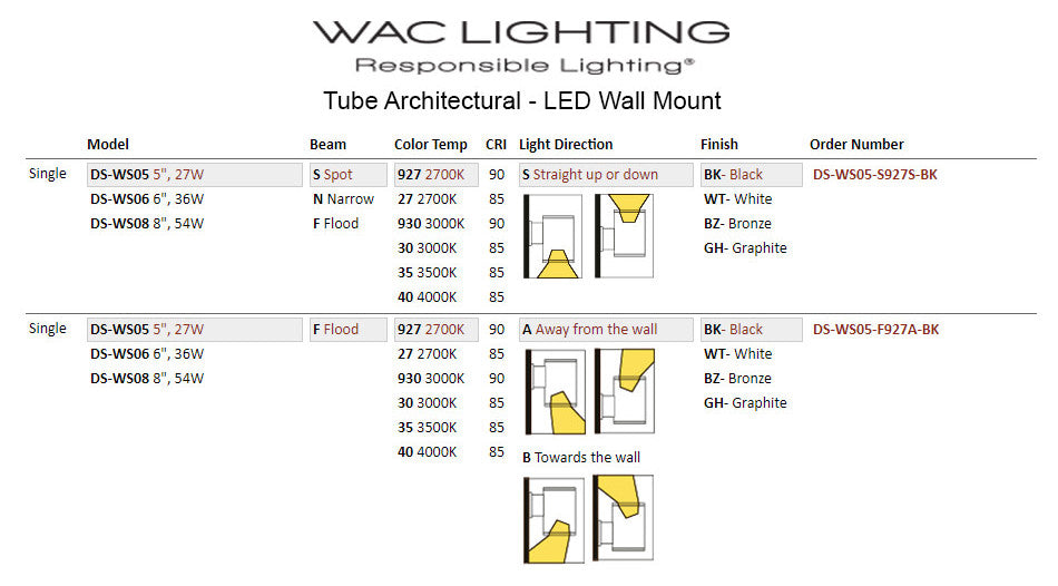 WAC Lighting DS-WS08-FB Tube Architectural 1 Light 12" Tall LED - Whit