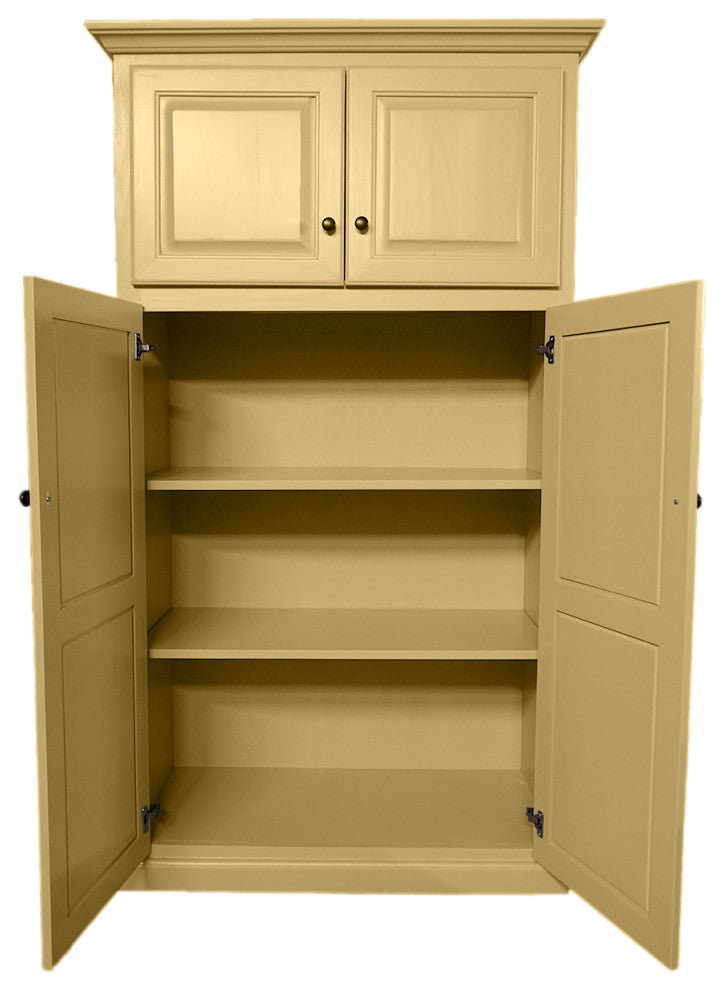 Traditional Kitchen Pantry With Upper Storage, Cupola Yellow