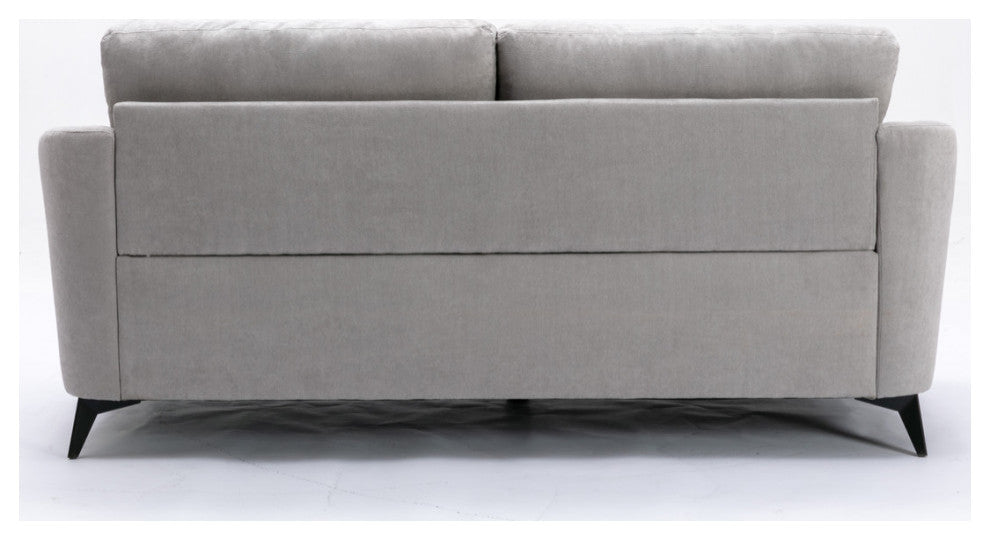 Callie Woven Fabric Sofa Loveseat Living Room Set, Light Gray