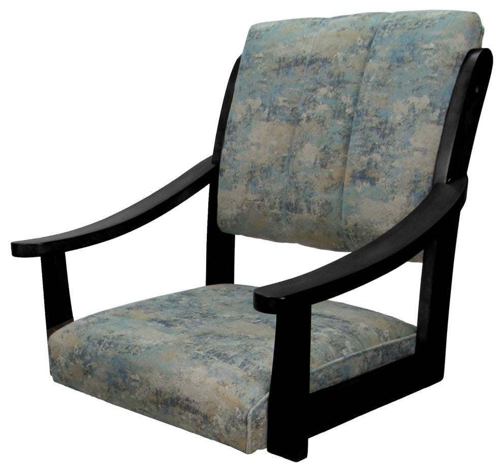 Casa Swivel Wood Stool on Melina Base, Poet Sky on Black, 30"