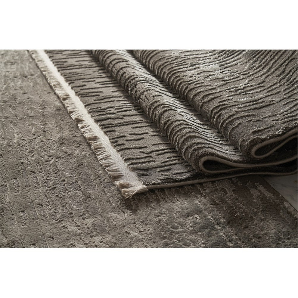 Enza Home Alya 60" x 96" Contemporary Fabric Rug in Gray Finish