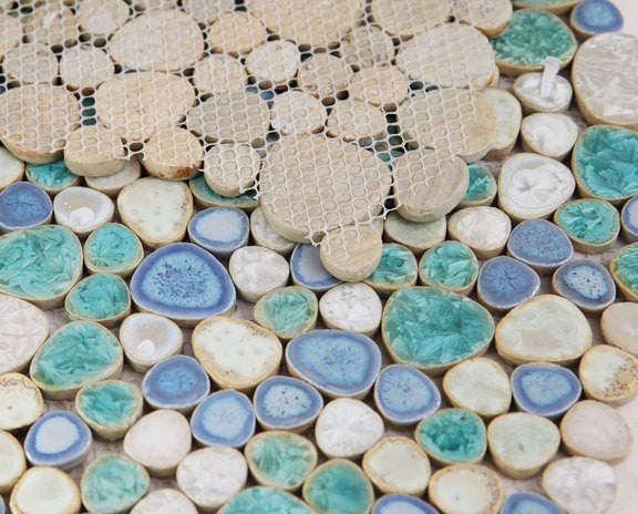 Mosaic Porcelain Tile Mancala Pebble Series - Sea Pebble - Floor Wall