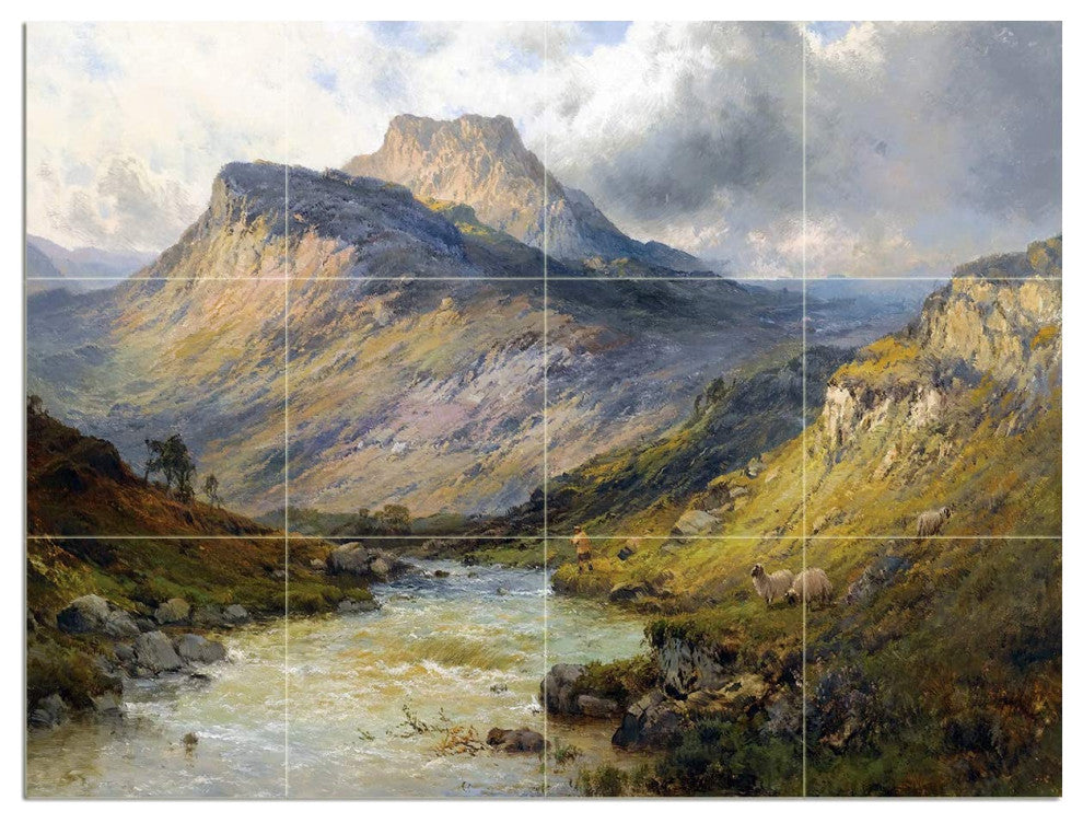 Tile Mural TROUT STREAM NEAR STIRLING river Backsplash 6" Marble