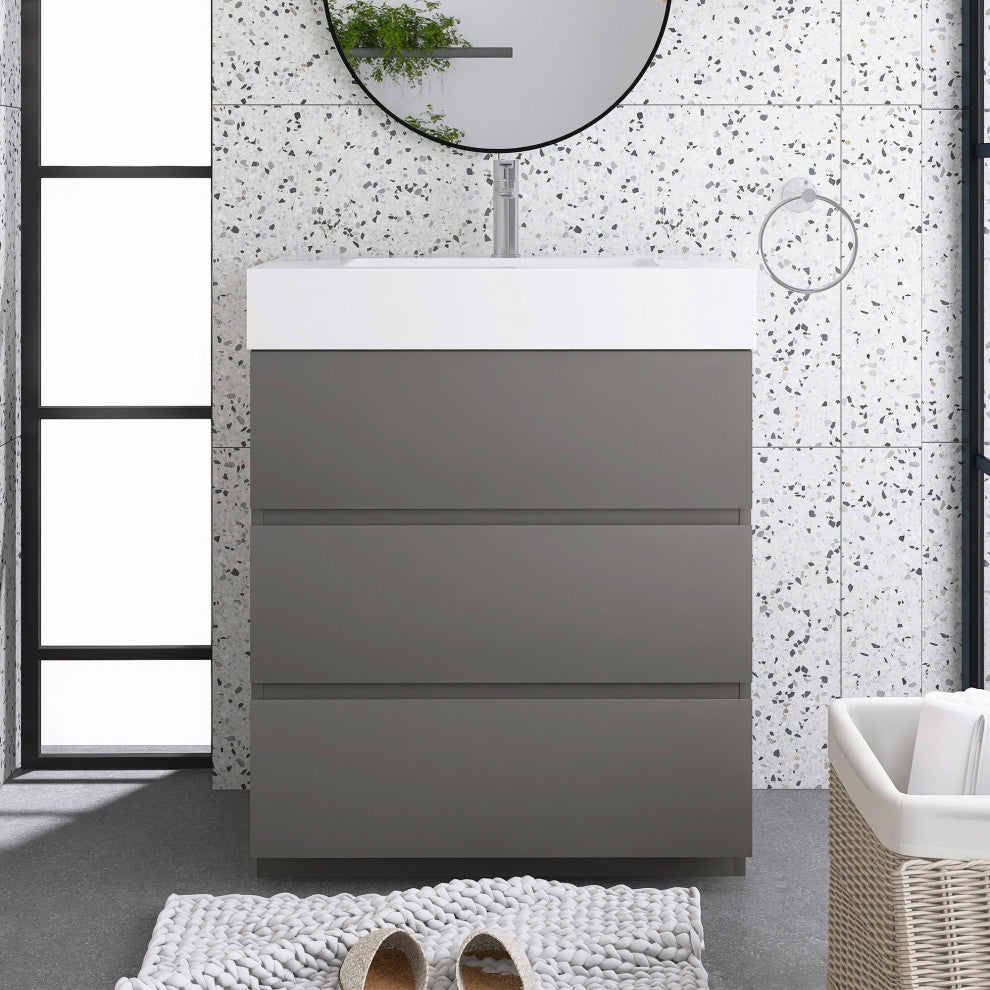 The Alice Freestanding Bathroom Vanity Set with Integrated Resin Sink,