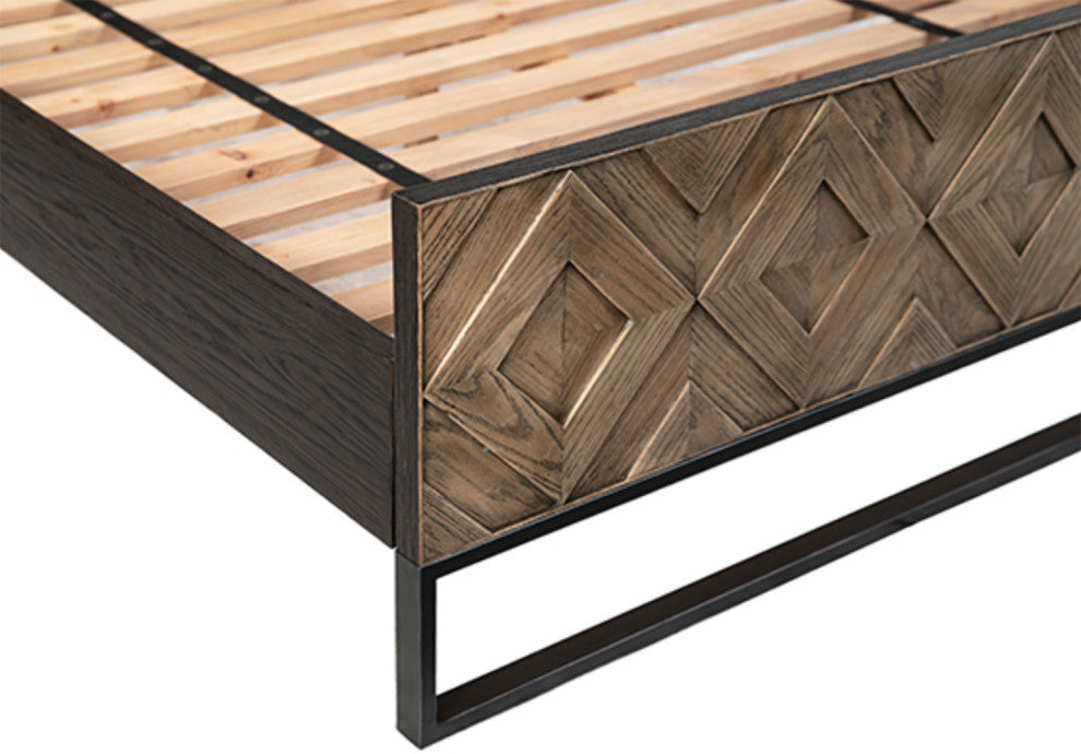 Modern Wood Parquet Eastern King Bed