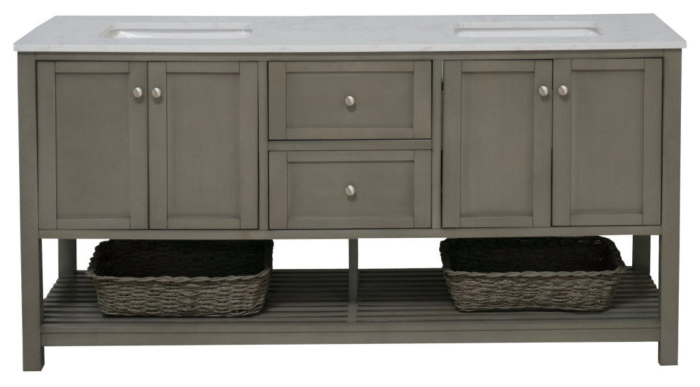 Kitchen Bath Collection Lakeshore 72" Double Vanity, Weathered Gray, E