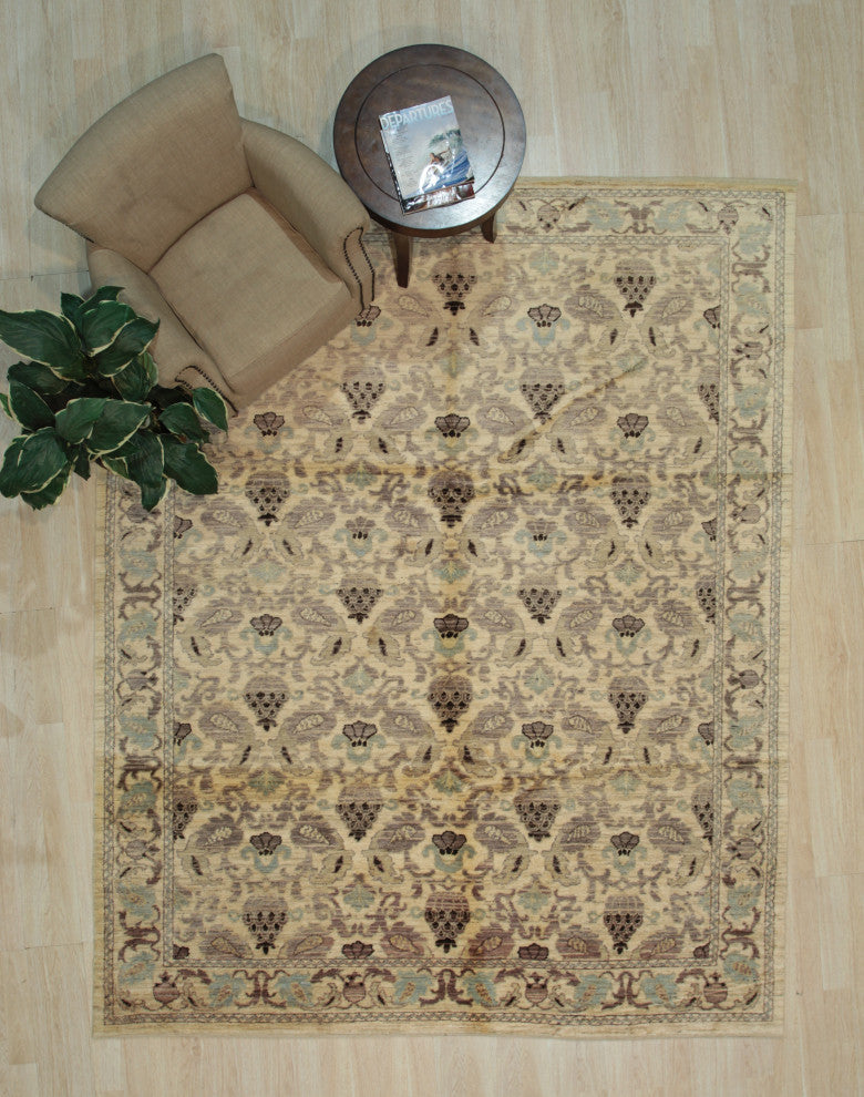 Ivory Transitional Floral Spanish Style Area Rug