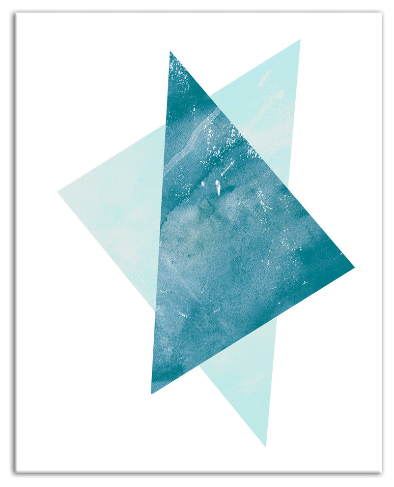 Blue Abstract Triangles 24x30 Canvas Wall Art