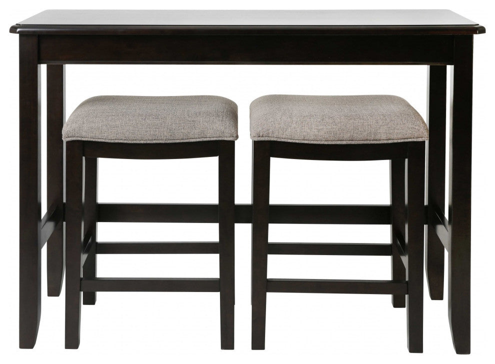 37" Light Gray And Dark Brown Solid Wood Backless Bar Chair With Footr