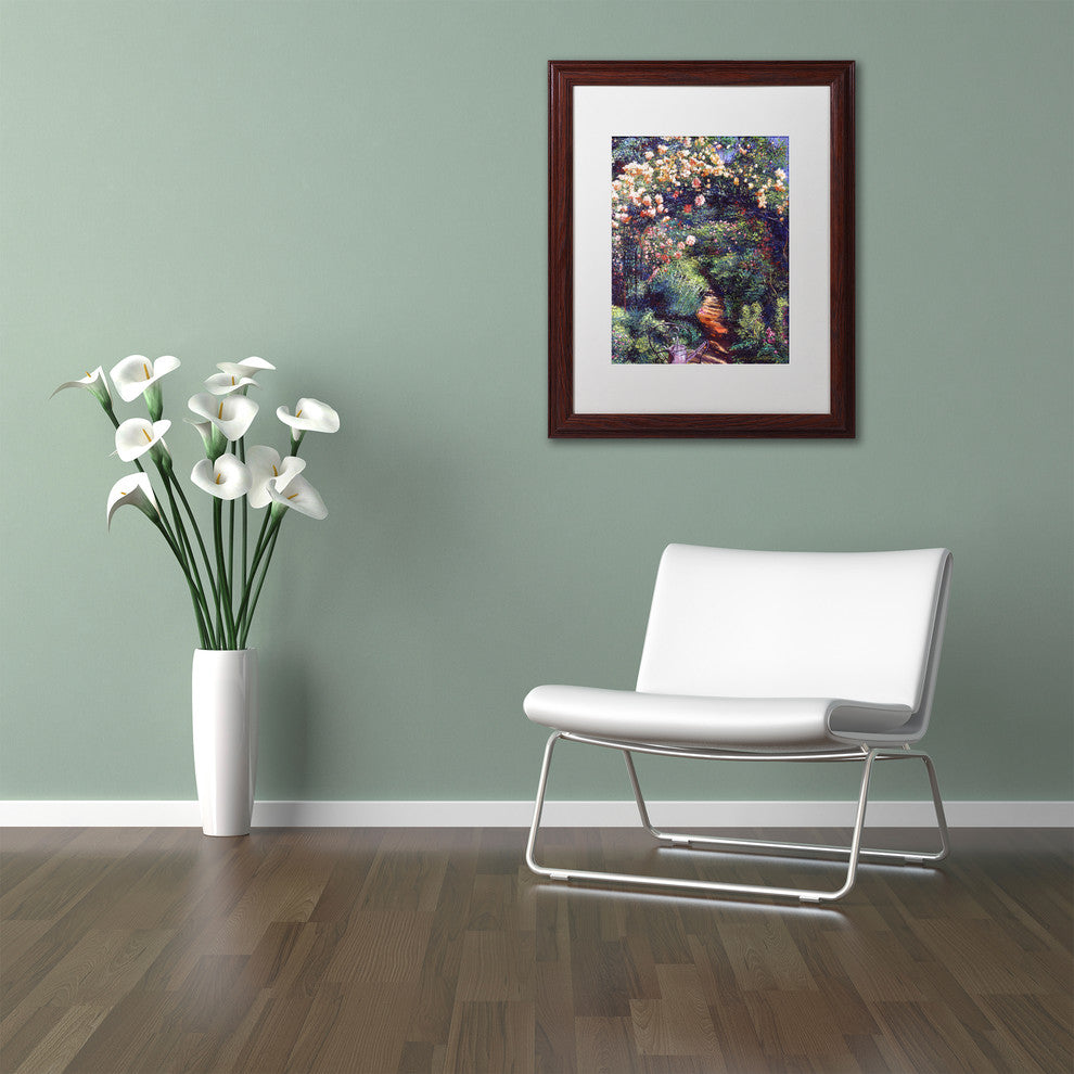 David Lloyd Glover 'Rose Arbor Pathway' Art, Wood Frame, 16"x20", Whit
