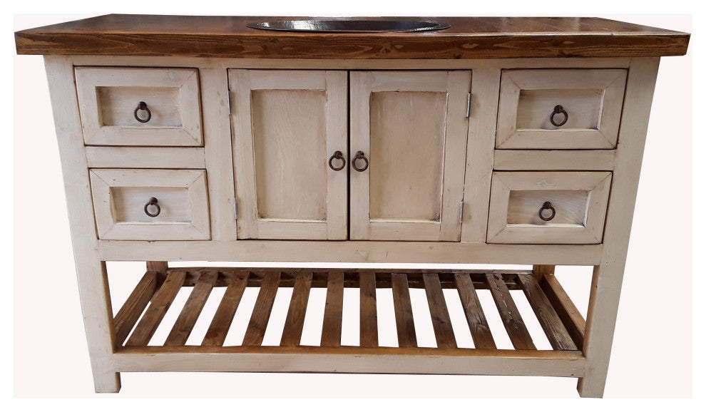 Belmont Rustic Old White Weathered Wood Bathroom Vanity, 36x20x32