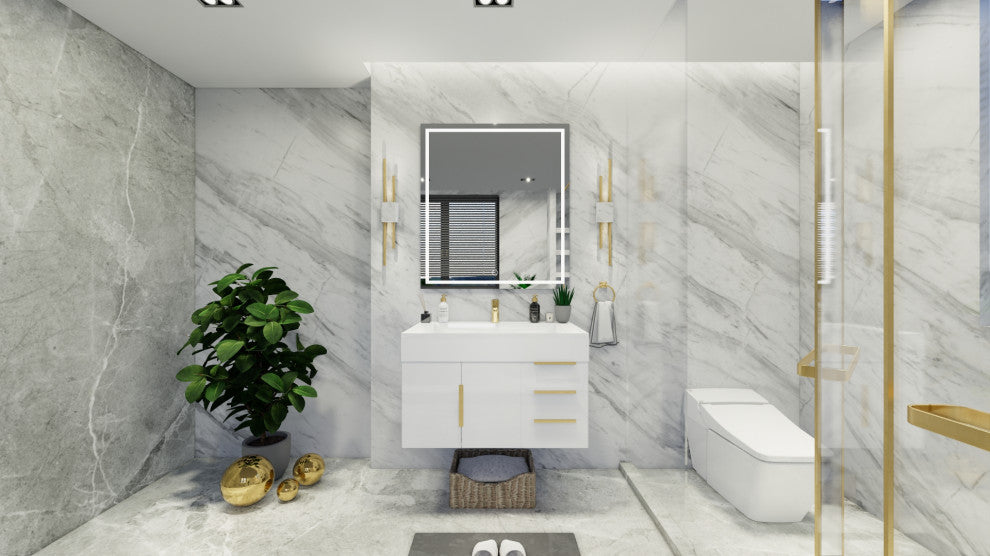 Madison 36" Wall Mounted Vanity with Reinforced Acrylic Sink, High Glo