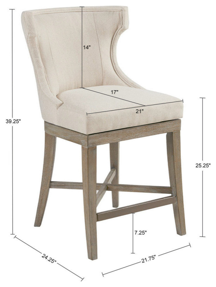Madison Park Carson Counter Stool With Swivel Seat, Cream