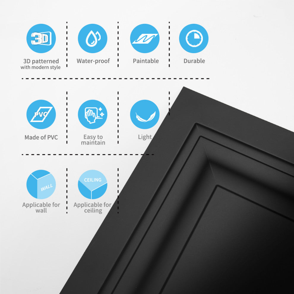 Art3d 12-Pack Square Drop Ceiling Tile, PVC Ceiling Panel 24 x 24in.,