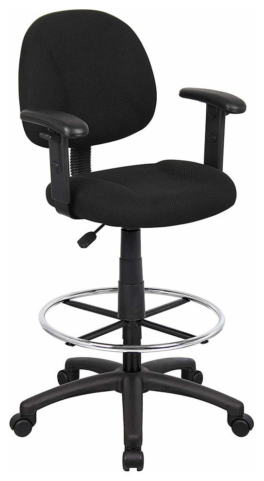 OCC Drafting Stool with Foot Ring and Adjustable Arms in Black Draftin
