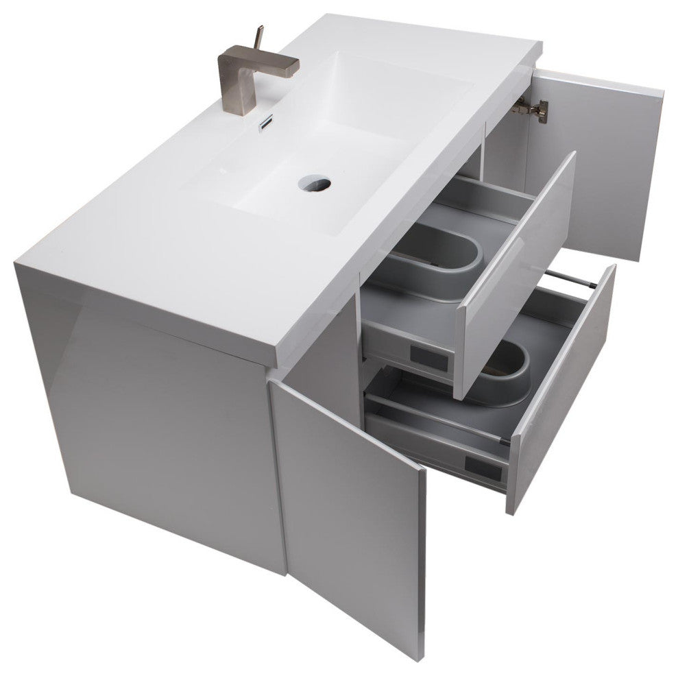 ConceptBaths 48" Angela Wall Mounted Modern Single Vanity, High Gloss