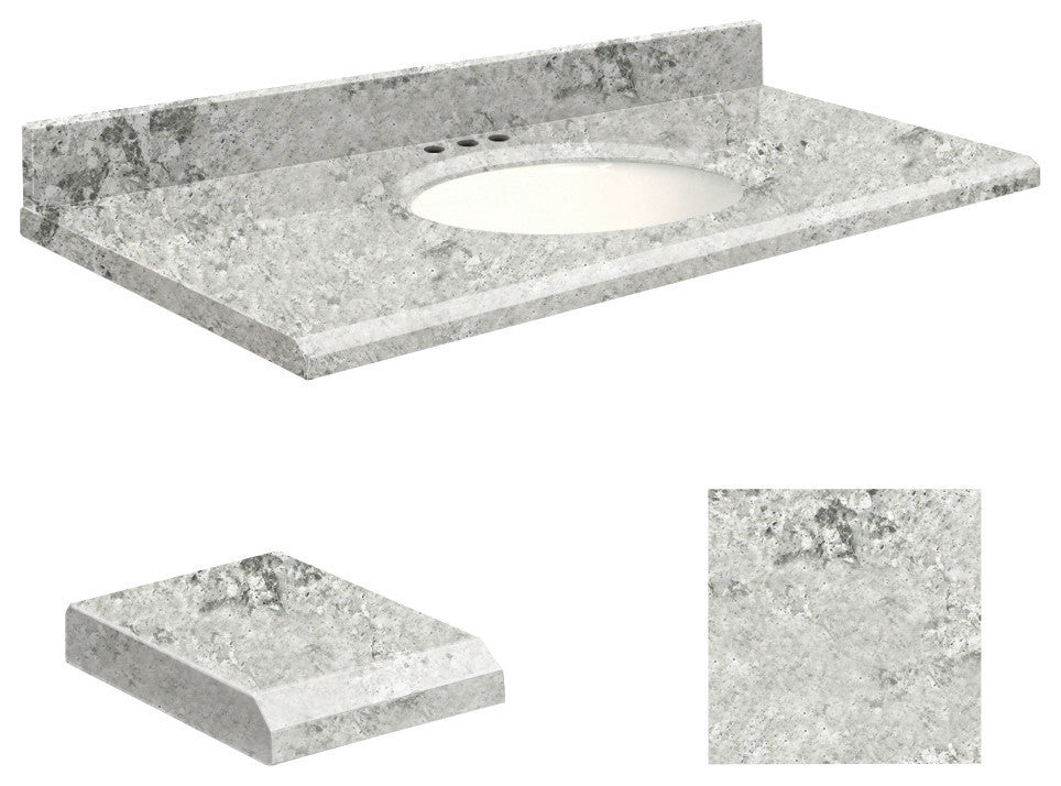 Quartz 37"x19" 1 Sink Vanity Top, 8" Centerset, Winter Wonder, White B