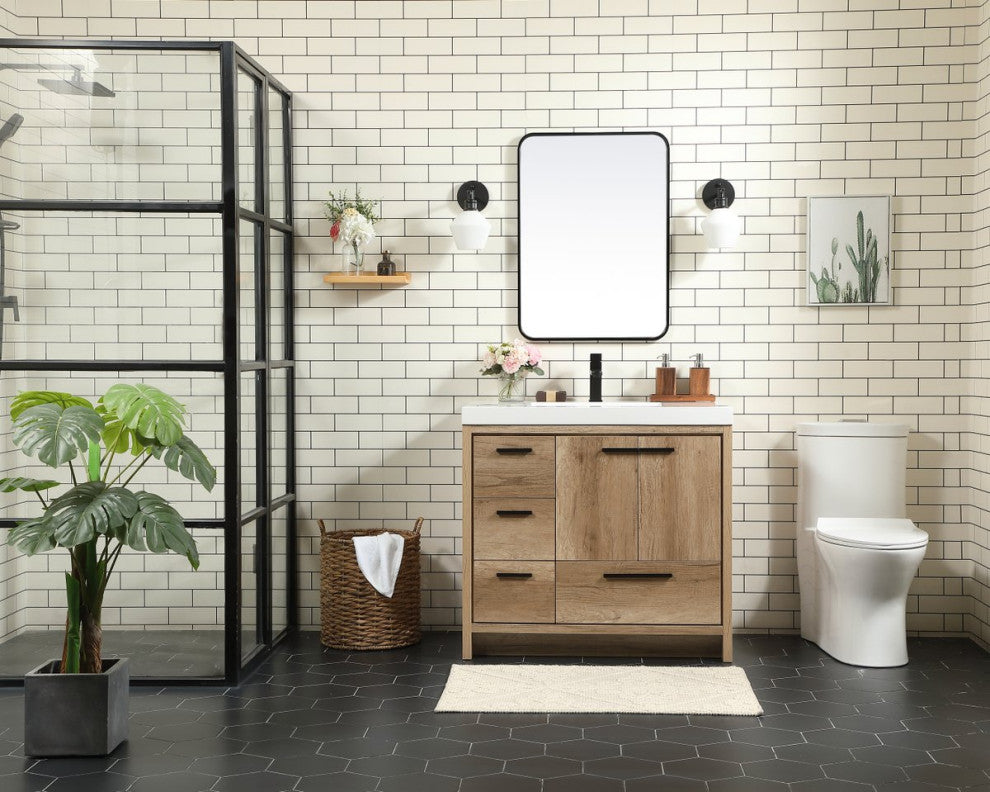 Walker Natural Oak-light Bathroom Vanity Natural Oak 36"