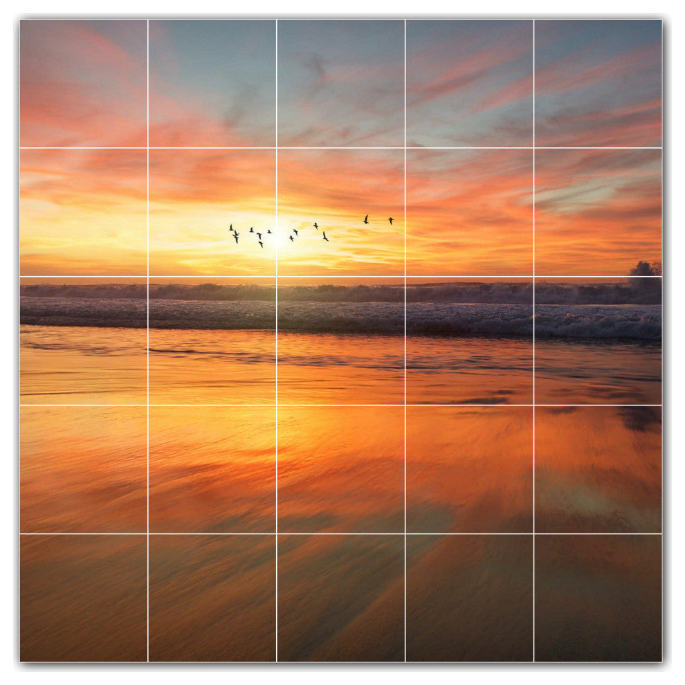 Sunset Ceramic Tile Wall Mural Hz500971-55l. 40" X 40"