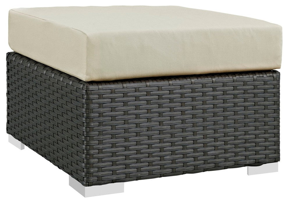 Modern Contemporary Urban Design Outdoor Patio Balcony Ottoman, Beige,
