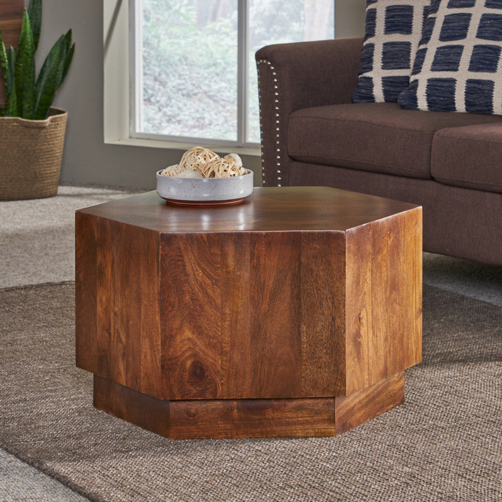 Huntley Contemporary Handcrafted Mango Wood Hexagonal Coffee Table Ho
