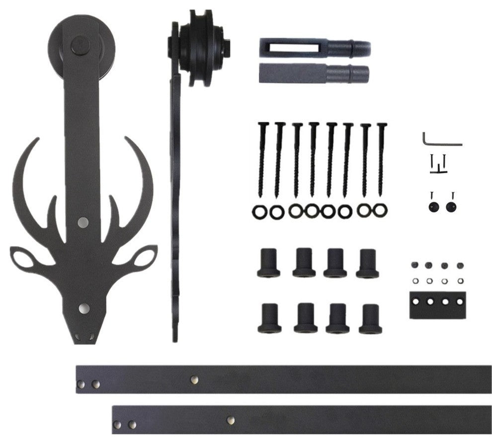Sliding Barn Door Hardware Kit, Horns Design, Single Door, 10'