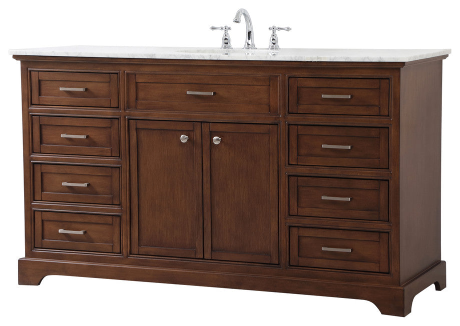 Amber Single Bathroom Vanity, Blue, Teak, 60"
