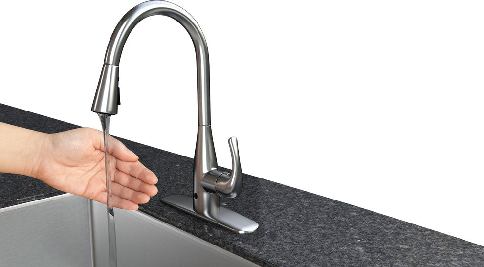 Flow Motion Sensor Kitchen Faucet, Brushed Nickel