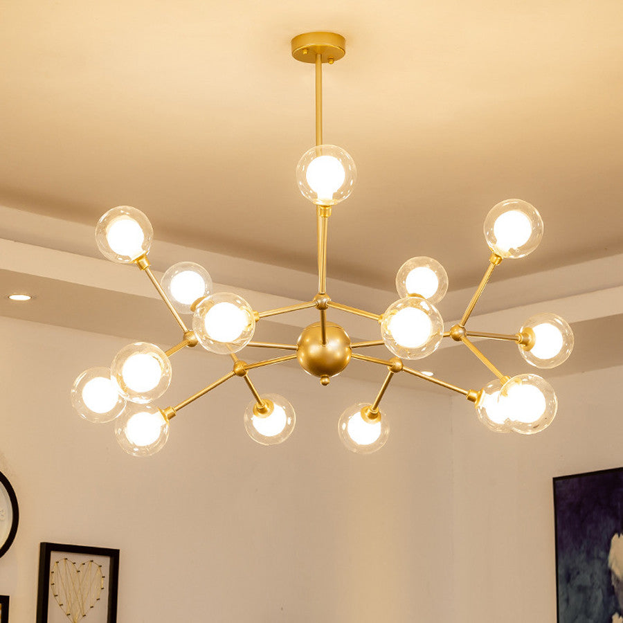 Cabiate | Glass Globe Shaped Chandelier for Bedroom, 15 Lights, Cool L
