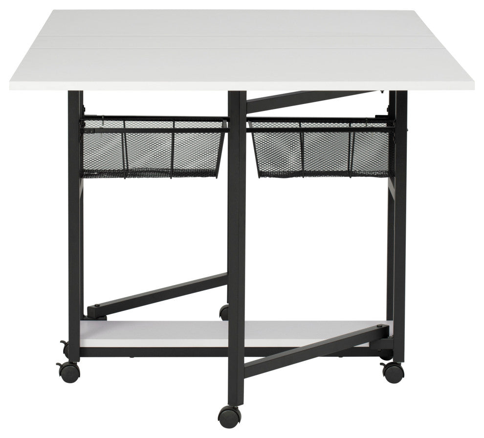 Mobile Fabric Cutting Multipurpose Table With Folding Top and Storage