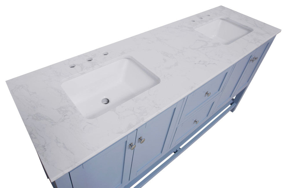 Kitchen Bath Collection Lakeshore 72" Double Vanity, Powder Blue, Engi