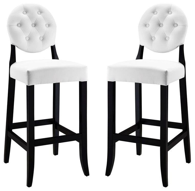 Modway Furniture Button Bar Stools, Set of 2, White
