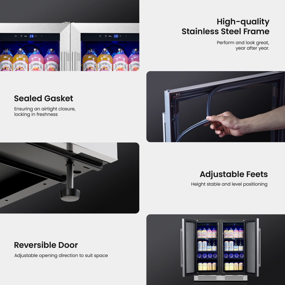Yeego beverage cooler refrigerator Freestanding & Built-In 30", 160 Ca