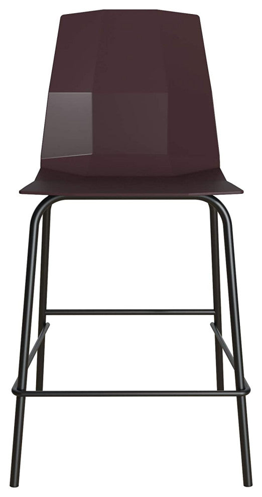 Deep Plum with Black Metal Base Counter Stool