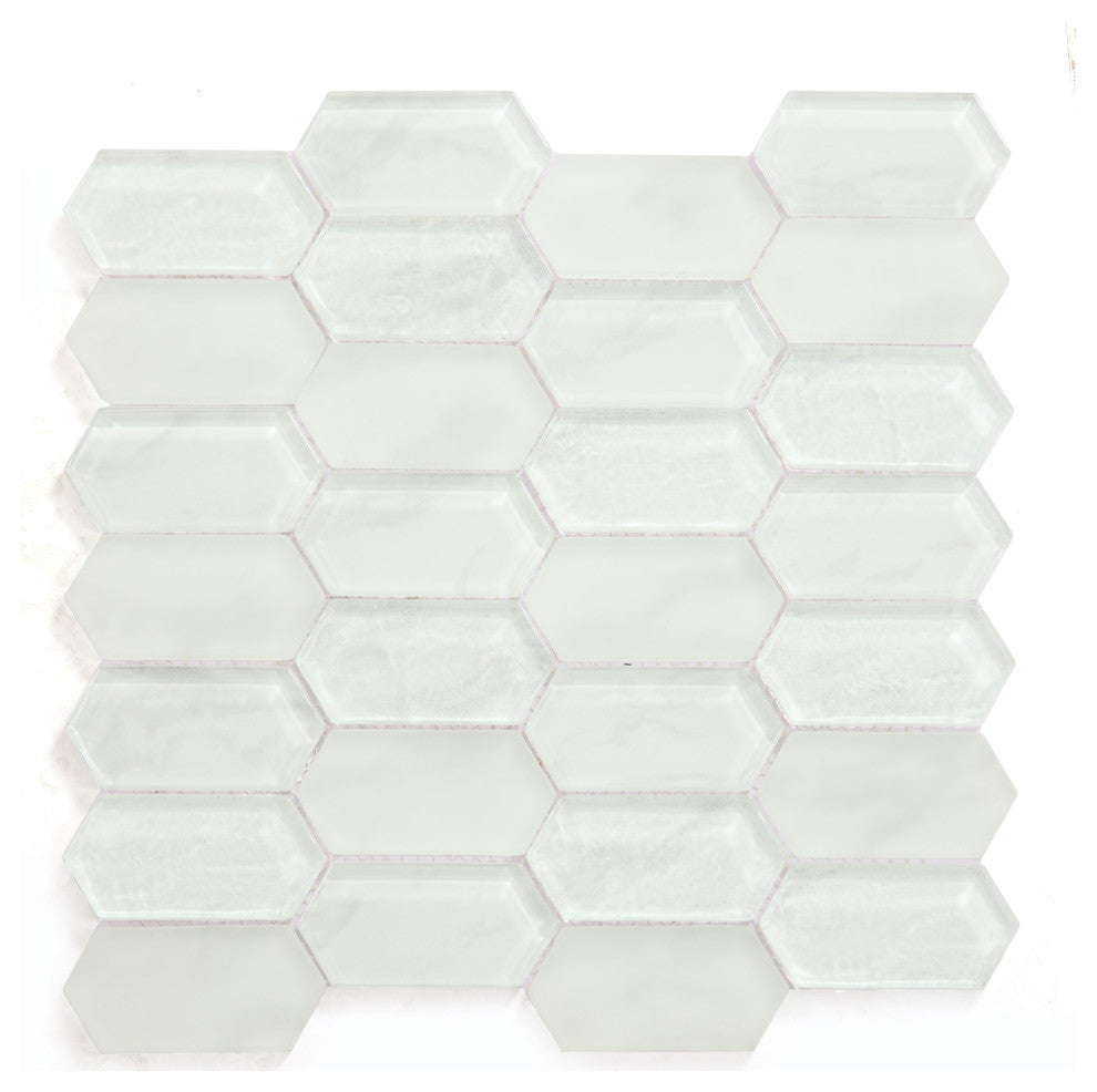 12 x 12 Calypso White Glass Mosaic - Picket Fence, Set of 11