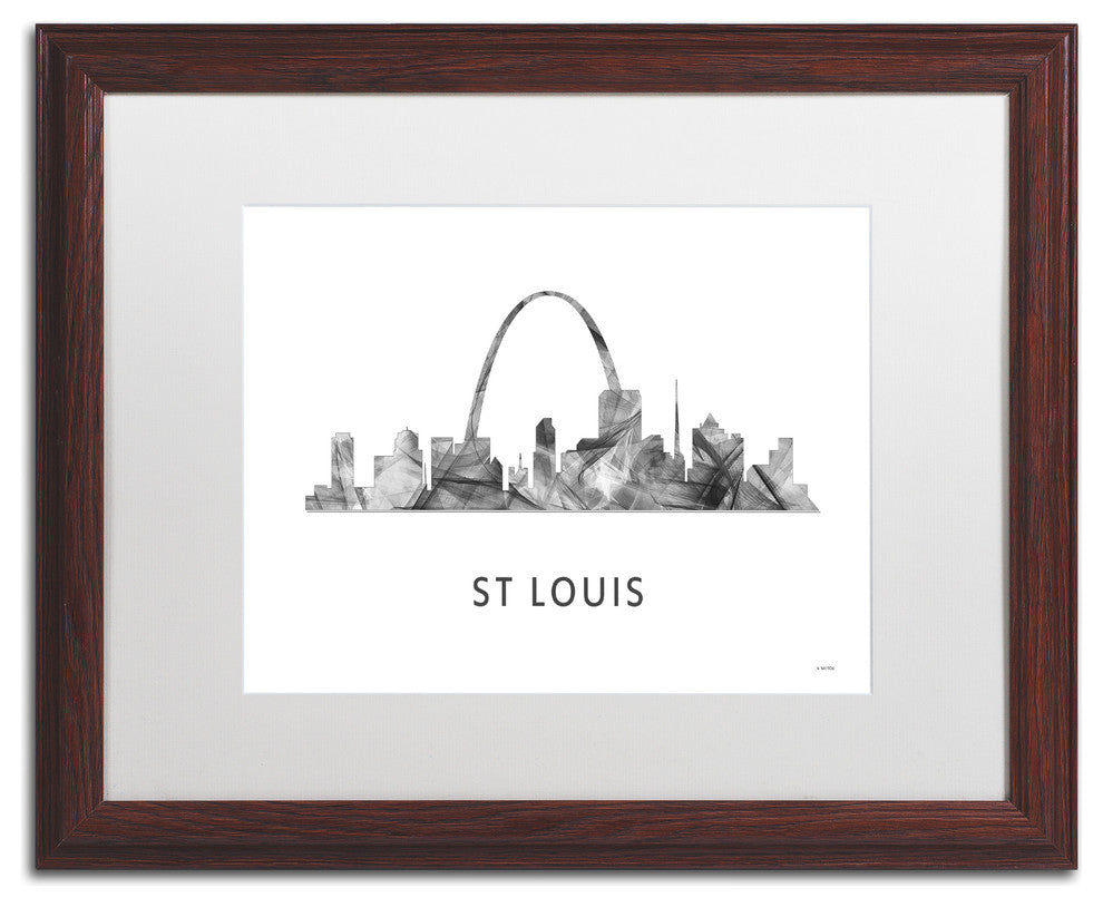 Marlene Watson 'St Louis Missouri Skyline' Matted Art, Wood Frame, Whi