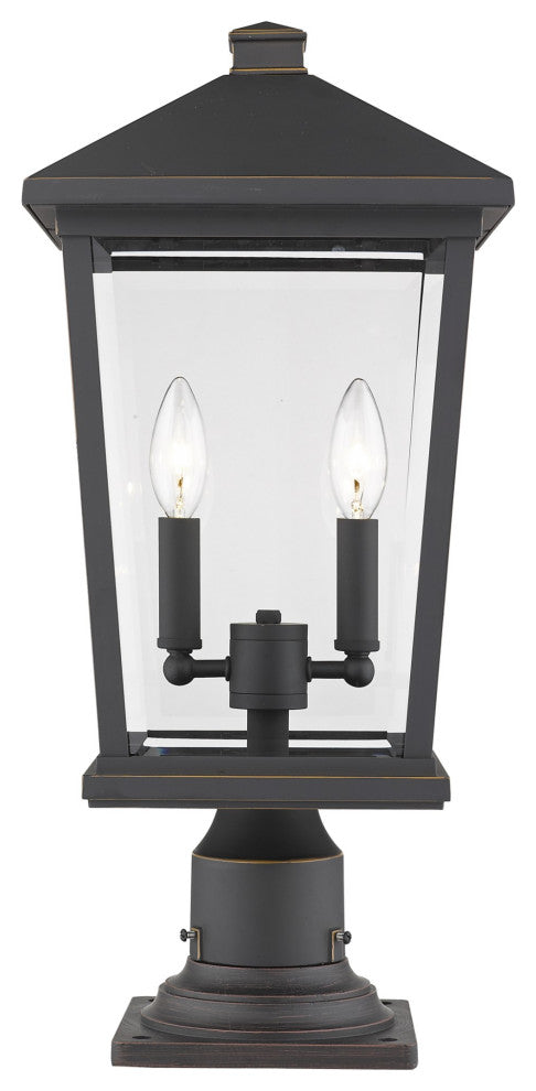 Z-Lite 568PHBR-533PM Beacon 2 Light 22" Tall Outdoor Pier Mount - Oil