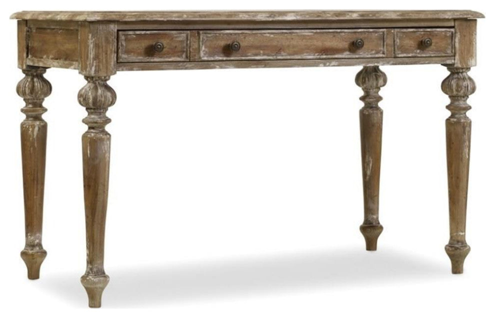 Beaumont Lane Traditional Wood Writing Desk with Drawers in Caramel Fr