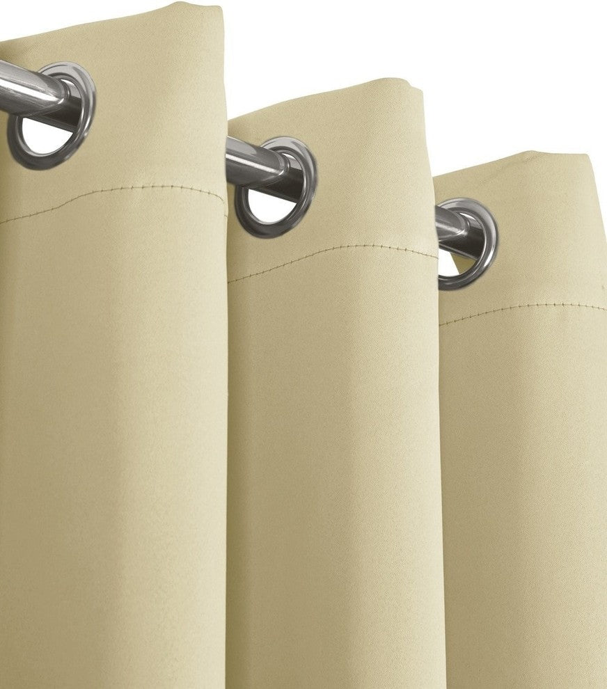 Ava 2PC Blackout Tie Back Triple Weave Panels, Beige, 108"x84", Set of