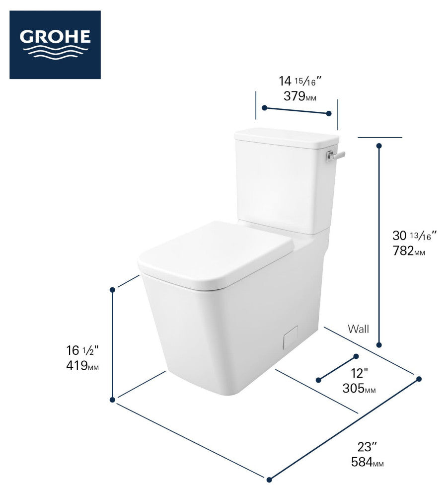Grohe 39 663 Eurocube 1.28 GPF Two Piece Elongated Chair Height - Alpi