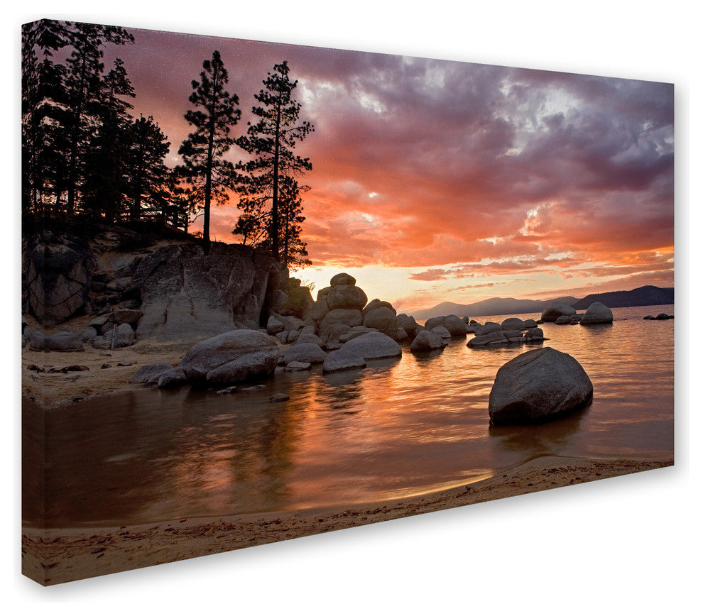 Mike Jones Photo 'Sand Harbor Sunset orton' Canvas Art, 22x32