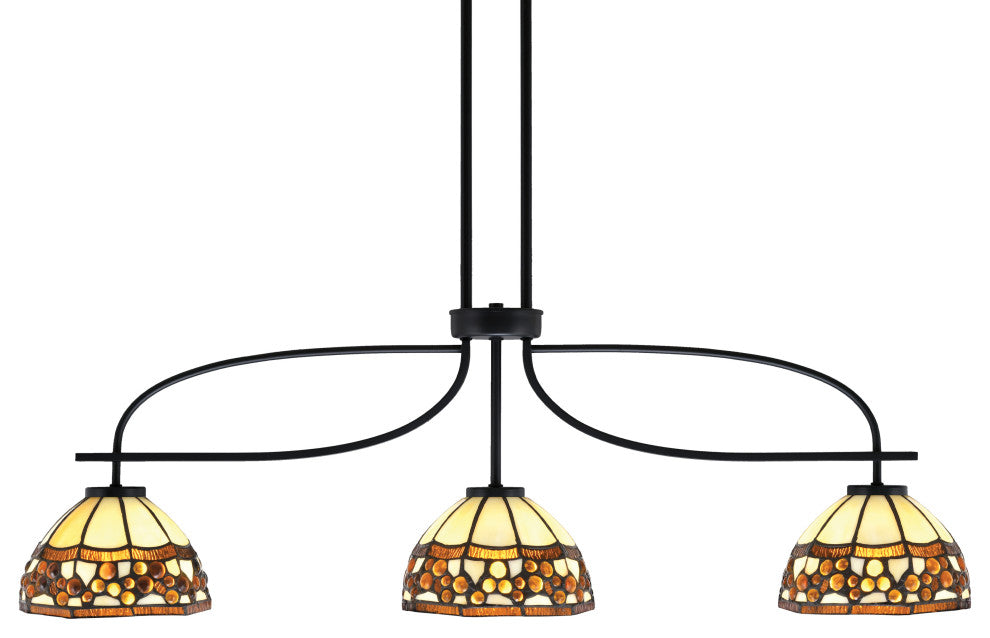 Cavella 3 Light Island Light, Matte Black Finish, 7" Roman Jewel Art G
