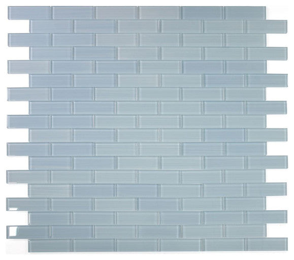 Mosaic Linear Glass Tile 2 x 6 Flooring for Pools and Walls, Sky Blue